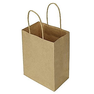 bagmad Sturdy 5.25x3.25x8 inch 100 Pack Small Paper Bags with Handles Bulk, Brown Kraft Bags, Gift Party Favors Grocery Retail Strong Shopping Craft Cub Sacks (Thicken, 100Pcs) (100)