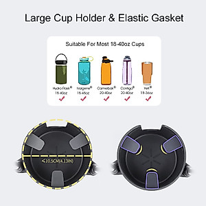 JINKEY Dual Cup Phone Holder for Car, 360°Rotatable Car Phone Mount Adjustable Gooseneck Cell Phone Cup Holder Universal Fits for Most 4"-6.7" i-Phone Cell Phone Automobile Cradles