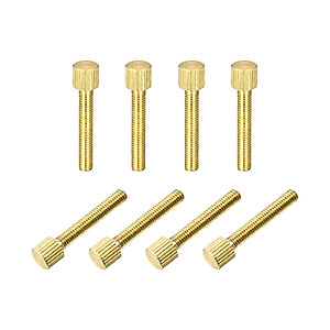 uxcell Knurled Thumb Screws, M4x25mm Flat Brass Bolts 7mm Dia.Grip Knobs Fasteners for PC, Electronic, Mechanical 8Pcs
