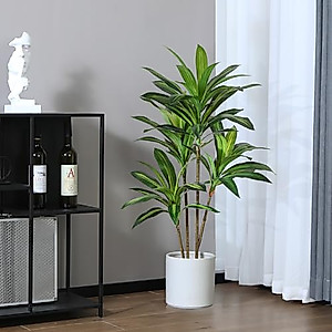 OAKRED Artificial Dracaena Tree, 4FT Tall Fake Plants Artificial Dracaena Plants for Indoor, Fake Trees for Office Home Living Room Floor Patio Greening Porch Decor, Set of 1