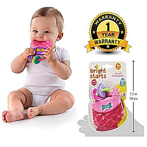 Bright Starts Carry & Teethe Purse Chillable Teether Toy, Ages 3 months +, Pretty in Pink