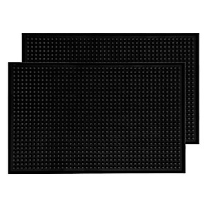 WISHMART | Black Bar Mats Set of 2 (18x12 Inches) | Drying, Durable and Stylish Spill Mats for Bars, Restaurants, Coffee Shops, Bar Mats for Countertop and Table Top, Non-Spill & Non-Toxic Mats
