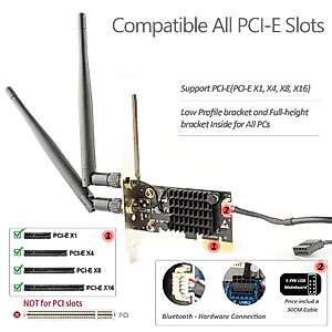 Ubit AC1200 PCIe WiFi Card for PC with BT 4.2 | Dual Band Wireless Network Adapter WiFi Card with Heat Sink Technology | for Gaming, Browsing, Streaming etc