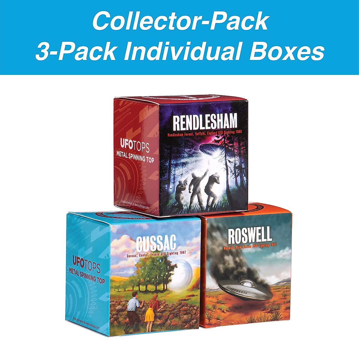 UFO Tops | Metal Spinning Tops | Andromeda Series Collector 3-Pack Set (Cosmic Silver)