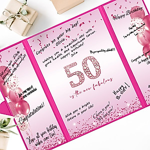 DARUNAXY Hot Pink 50th Birthday Party Decorations for Women, Happy 50th Birthday Alternative Signature Guest Book Pink 50 Birthday Signing Card Board Party Supplies Cheers to 50 Years Old Gifts