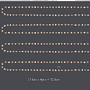 Decor365 Glitter Champagne Gold Decorations Paper Circle Dots Garland Party Streamers Bunting Backdrop Hanging Decor Banner/Wedding/Bachelorette/Bridal Shower/Christmas/New Year/Home/Engagement/