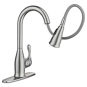 MOEN 87966SRS Kaden Single-handle Pull-down Sprayer Kitchen Faucet In Spot Resist Stainless Featuring Reflex