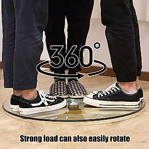 ZQKJLH Lazy Susan Tempered Glass Heavy Duty Turntable Round Dining Table Swivel Large Tabletop Serving Plate Transparent Rotating Tray with Silent Bearing Centerpieces ( Battery *1 : Ø 50cm/20in )