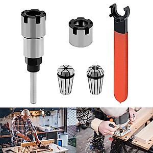 KASCLINO 1/4" Shank Router Bit Collect Extension Chuck Converter Adapter, Convert 1/2-Inch & 1/4-Inch Shank Bits with ER20 Spring Collet, ER20 M Type Wrench Spanner(Size:ER20-1/4)