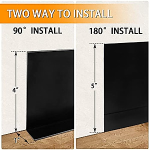 Vinyl Wall Base 4" Vinyl Baseboard Molding Flexible Vinyl Floor Base with 1" Crease Rubber Base Molding for Wall Easy to Install Use to Cover Wall Crevice (5" Wide x 19.7' Long, Black)