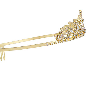 Wedding Tiara with Comb Bridal Shining Rhinestones Crystal Headband Pageant Princess Bridal Prom Decoration Party Wear Gold for Valentine's Day Mother's Day Christmas Gifts