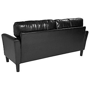 Flash Furniture Bari Upholstered Sofa in Black LeatherSoft