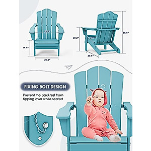 KINGYES Folding Adirondack Chair with Double Layer Side Table 3-Piece Adirondack Chair Set (Including 2 Folding Chairs-Tiffany and 1 Side Table-Tiffany)
