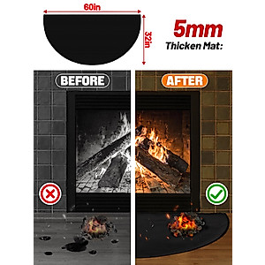 32'' x 60'' Upgraded Thickened Fireplace Mat, Half Round Fire Resistant Mat, Fireproof Rug Retardant Hearth Pad for Fireplace Wood Stove, Protect Floor from Sparks Embers Indoor Outdoor
