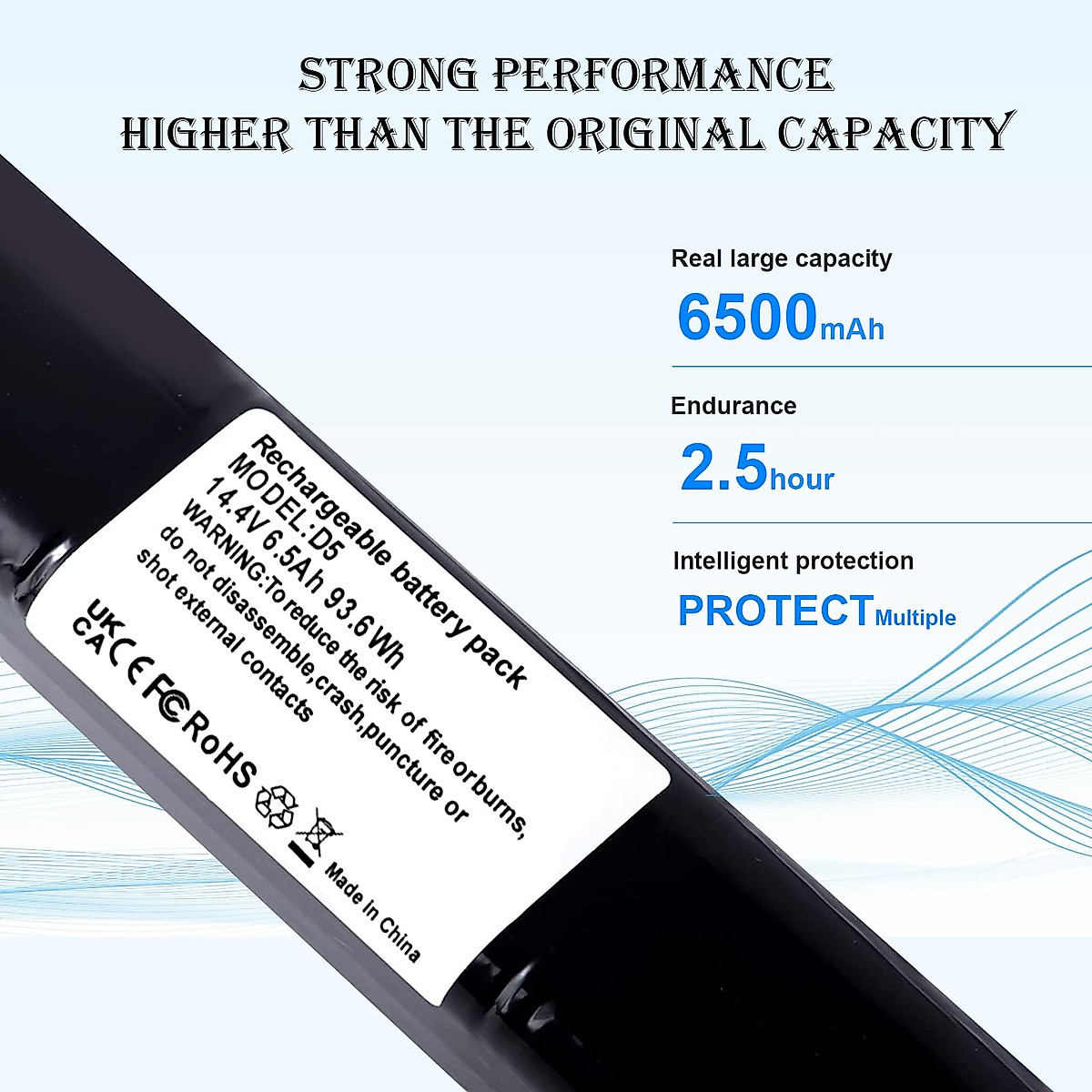 Moccdor 6.5Ah Replacement Li-Ion Battery for Neato Robotics,Compatible with D3 D4 D5 D6 D7 Robot Vacuum Cleaners,Black