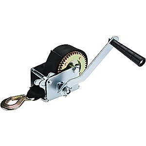 BTSHUB 1000lbs Hand Winch, Hand Crank Strap Cable Gear Winch Durable Gears, Resist Wear & Tear Steel Marine Towing Winches ATV Boat Trailer