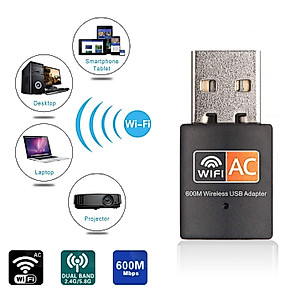 XVZ USB WiFi Adapter, 600mbps Dual Band 2.4G/ 5G Wireless Adapter, Mini Wireless Network Card WiFi Dongle for Laptop/Desktop/PC, Support Windows10/8/8.1/7/Vista/XP/2000, Mac OS X 10.6-10.13