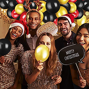 100 Pieces 13 inch Latex Balloons Colorful Round Balloons for Wedding Birthday Festival Party Decoration (Gold, Black, Red)