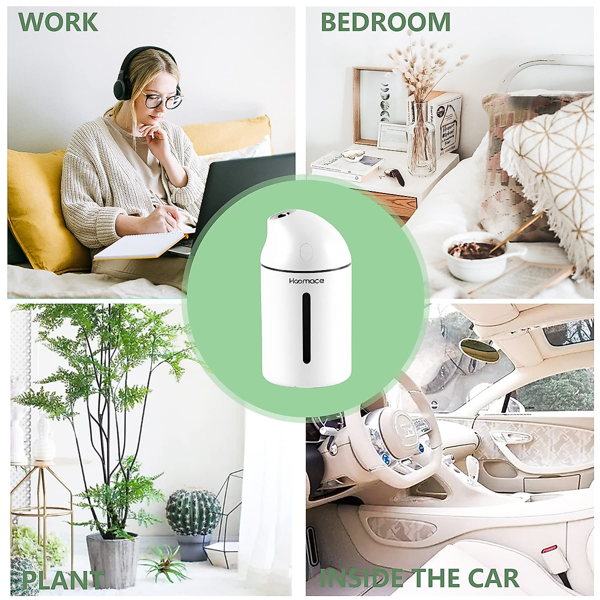 Travel Humidifiers for Hotel, 250ml Mini Humidifier for Plants, USB Personal Small Desktop Humidifier for Baby Bedroom Home Office Car with 7 Colors LED Light, 2 Mist Modes, Super Quiet, White