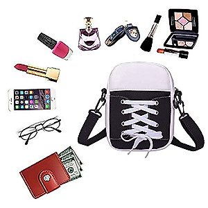 Rebecca Crossbody Bags for Women Girls Lace Up Canvas Shoulder Bag School Travel Students Bag (Black)