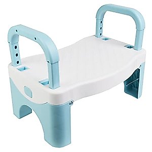 Kids Folding Step Stool for Kitchen, Bathroom Sink with Handle for Toddlers Boy & Girls, Toilet, Lightweight Plastic Potable Potty Training Stool and Seat-Turquoise