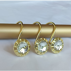 Gold Shower Curtain Rings Hooks Rustproof, Set of 12