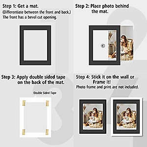Golden State Art, Acid Free, Pack of 10 Black Pre-Cut 11x14 Picture Mat for 8.5x11 Photo with White Core High Premier Bevel Cut Mattes