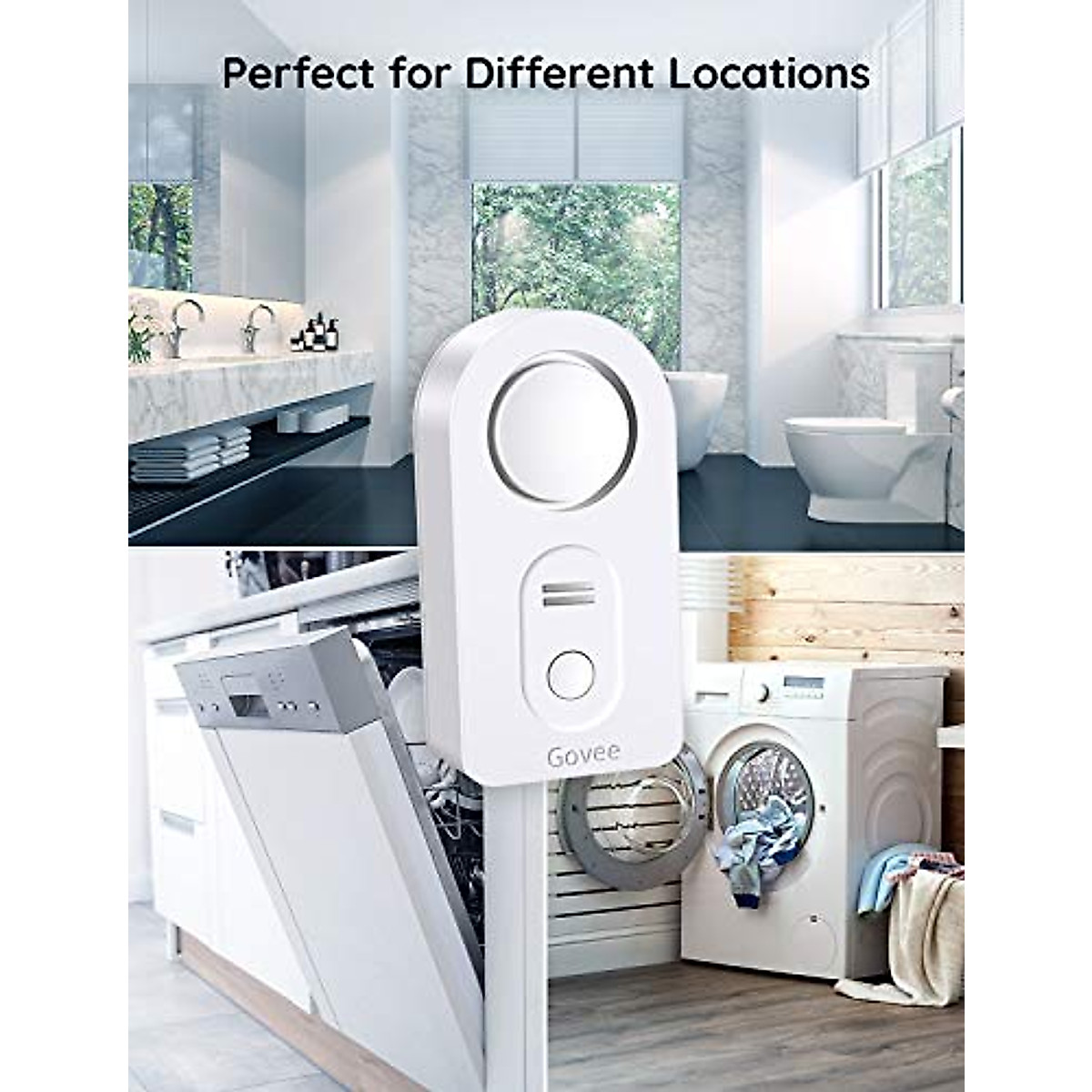 Govee Water Leak Detectors 5 Pack, 100dB Adjustable Audio Alarm Sensor, Sensitive Leak and Drip Alert, for Kitchen Bathroom Basement (Battery Included)