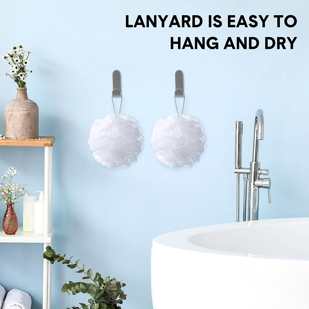 50 Pack Loofah Sponge Bath Sponge Shower Loofah Mesh Shower Ball Bath Pouf Wash Body Puff for Women Men, 30 g (White)