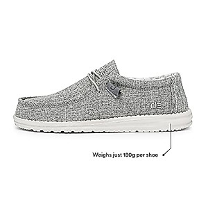 Hey Dude Men's Wally Linen Iron Size 9 | Men’s Shoes | Men’s Lace Up Loafers | Comfortable & Light-Weight