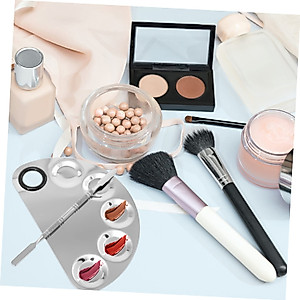 FRCOLOR 4 Sets Palette Set Makeup Nail Art Palettes Cosmetic Mixing Palettes Spatulas Nail Color Mixing Trays Polish Mixing Plate Manicure Color Pallet Stainless Steel Mixed Board Make up