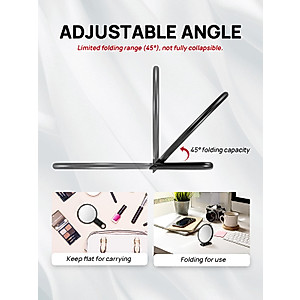 OMIRO Small Hand Mirror, 3 Inches Mini Hand Held Compact Folding Mirror for Men Women (Black,1 Pack)