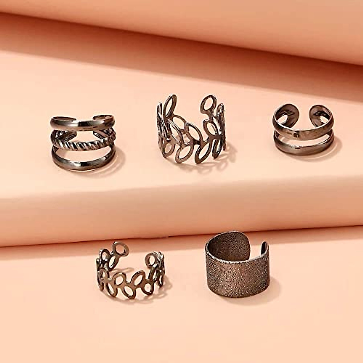 U-M 5Pcs / Set Ear Cuffs, Simple Earrings, C-Shape Ear Bone Clips, Multi-Layer Wrap Earrings, Without Pierced Earring Set, Leaves Ear Cuff(Silver) Nice Design