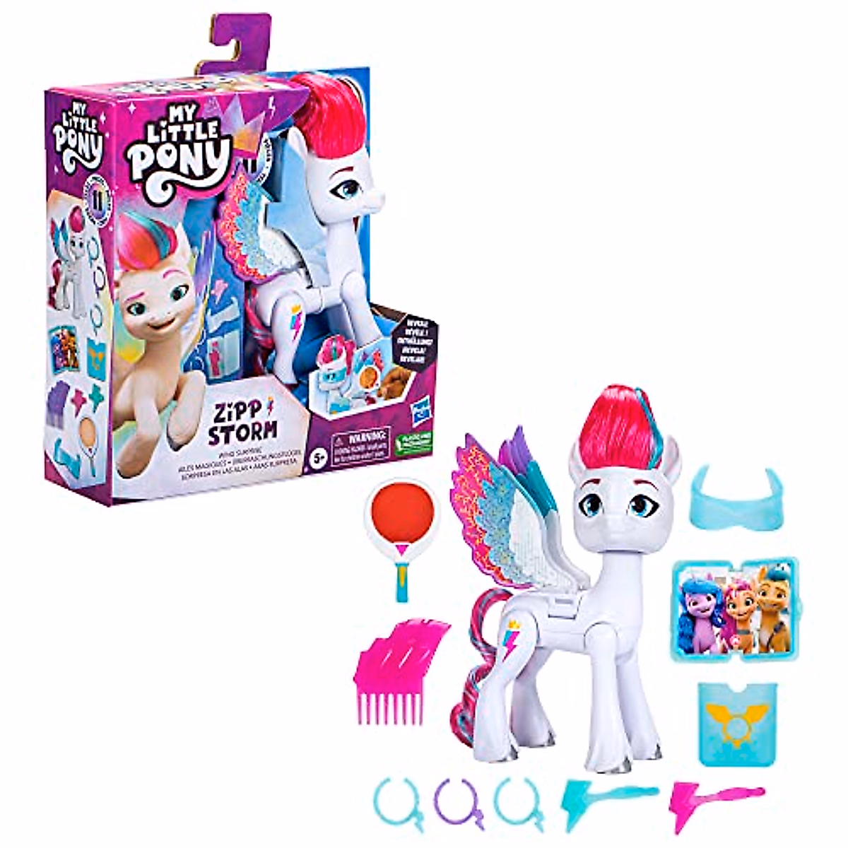 My Little Pony Dolls Zipp Storm Wing Surprise, 5.5-Inch Toy with Wings and Accessories, Toys for 5 Year Old Girls and Boys