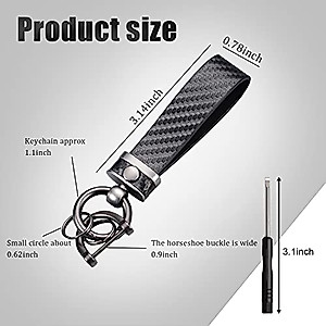 JDDRY Carbon Fiber Style Car Keychain Microfiber Leather Key Chain,Universal Key Chains for Key Fobs for Men and Women,360° Rotatable Swivel, Anti-Lost D-Ring, 2 Keyrings(Carbon Fiber Black,1Pack)