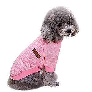Jecikelon Pet Dog Clothes Dog Sweater Soft Thickening Warm Pup Dogs Shirt Winter Puppy Sweater for Dogs (Pink, L)