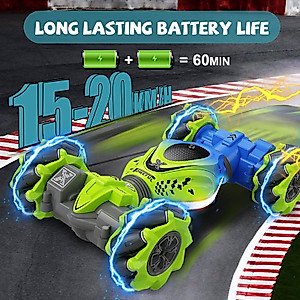 TIOYOTY Gesture Sensing RC Stunt Car with Lights Music, 4WD High Speed Gesture RC Car, 2.4Ghz Remote Control Watch Sensor 360° Rotating Drift, Ages 6-13 Kids Boys Girls Birthday Gift