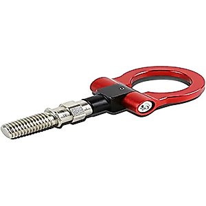 DNA THK-JDM-RD Red Aluminum Front/Rear Japanese Car Trailer Tow Hook Ring Kit - M18 x 2.5