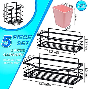 Shower Caddy, 5-Pack Shower Shelf, Shower Organizer with 4 Hooks Adhesive Shower Organizer No Drilling Large Capacity Rustproof Stainless Steel Bathroom Organizer Shower Shelf for Inside Shower