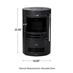 Oak PLUS Freestanding Electric Fireplace with 3D Flame Log Effect, Portable Indoor Space Heater Stove, 25.5" H, Black