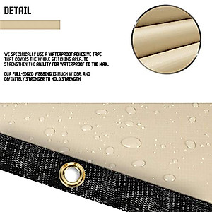 TANG Sunshades Depot 5'x10' Beige Waterproof 480 GSM Customize Order Sun Shade Sail Straight Edge for Patio Awning Garden Pergola Gazebo Backyard Deck Outdoor Facility