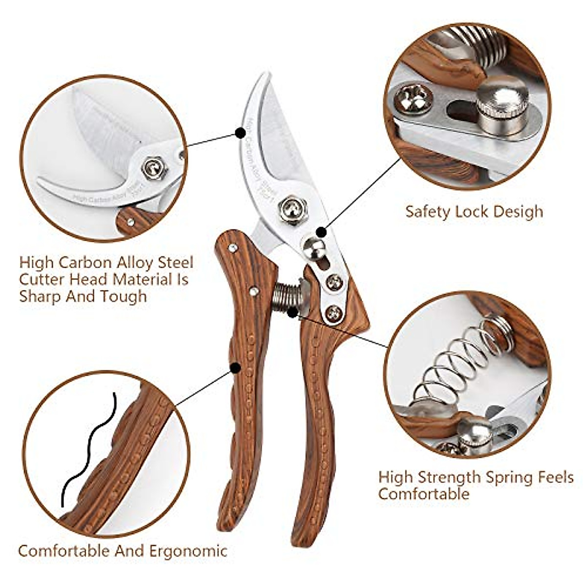 Pruning Shears Garden Clippers Plant Trimming Scissors Branch Bypass Bonsai Hand Pruners Rose Flower Hedge Tree Plant Cutter Small Pofessional Snips Stainless Steel Gardening Tools