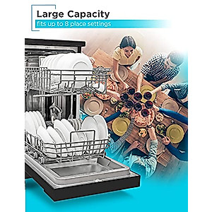 BLACK+DECKER Portable Dishwasher, 18 inches Wide, 8 Place Setting, Black