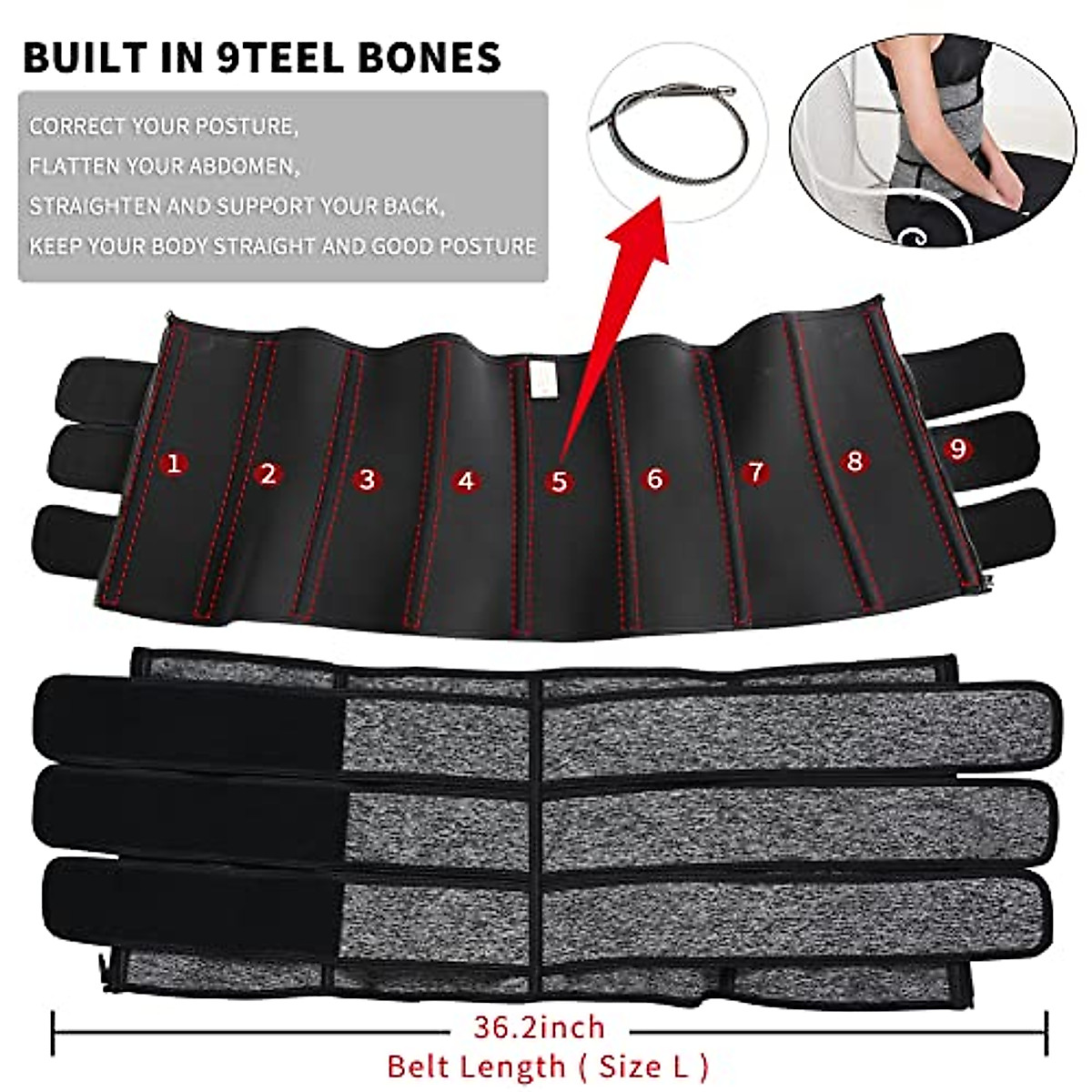 coastal rose Body Shaper for Women Tummy Control Corset Waist Trainer Postpartum Belly Wrap Hourglass Body Shaper Grey XXL