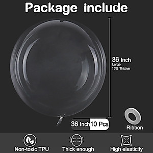 Bobo Balloons 36 Inch, 10 Pcs Clear Bubble Balloons, Large Thickened Transparent Bobo Balloon for Birthday Party Wedding Baby Shower Fill Flower Bear Confetti Aniversary Christmas New Year Decorations