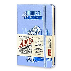 Moleskine Limited Edition Alice in Wonderland Notebook, Hard Cover, Pocket (3.5" x 5.5") Plain/Blank, Powder Blue, 192 Pages