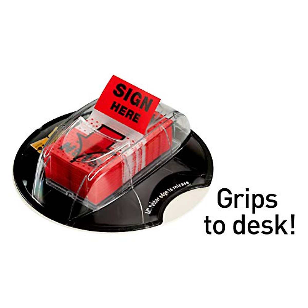 Post-it Message Flags, "Sign Here", 200/Desk Grip Dispenser, 1 Dispenser/Pack, 1 in Wide, Red (680-HVSHR)