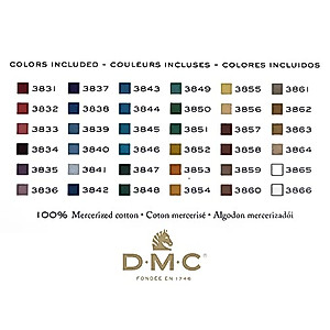 DMC Embroidery Floss, Anniversary Collection Pack. 36 Colors Cotton Embroidery Thread Bundle with Hand Embroidery Needle Size 18. Premium Cross Stitch String Set. Yarn Kit, DMC Mouline Threads.