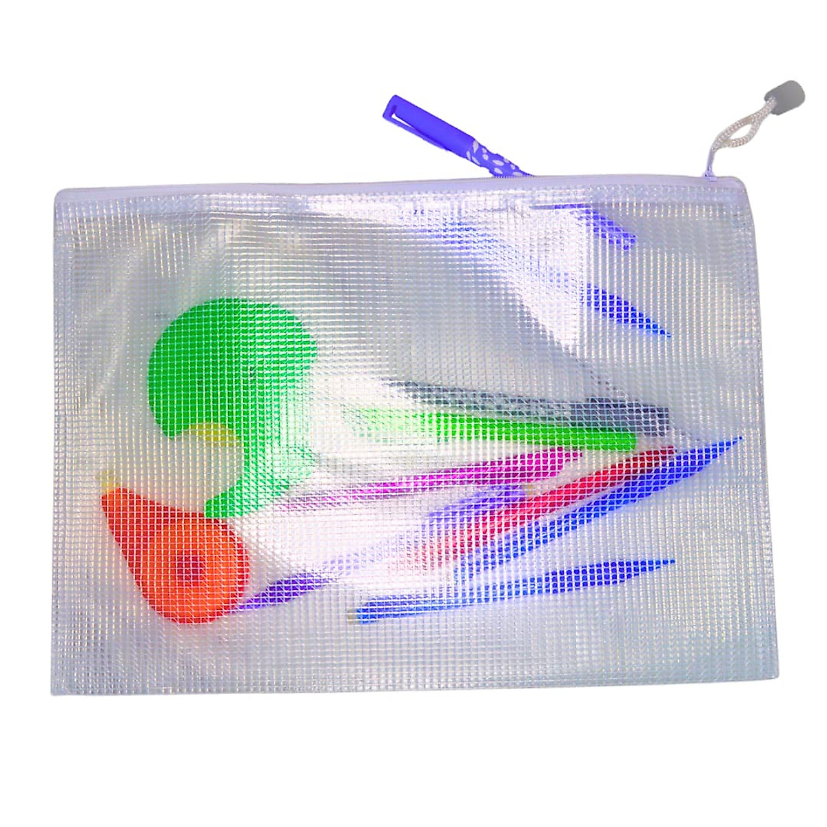 12pcs A4 Mesh Zipper Pouches | Clear Plastic Pouches with Zipper | mesh Zipper Pouch Document Bag |Puzzle & Board Games Storage Bag, Office Supplies