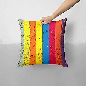 iiRov Rainbow Colored Water Stripes - Custom Decorative Home Decor Indoor or Outdoor Throw Pillow Cover for Sofa, Bed or Couch Cushion (Pillow CASE Cover ONLY)